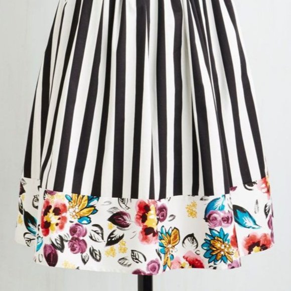 Modcloth | Dresses | Miss Mix It Floral Stripe Dress Medium Nwot New ...